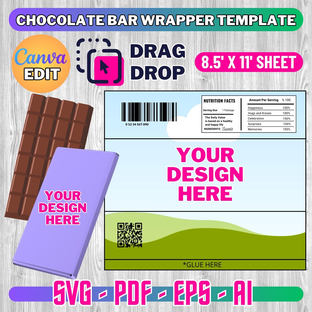 1.55 Oz Chocolate Bar Wrapper Template, Candy Bar Wrapper, Chocolate ...