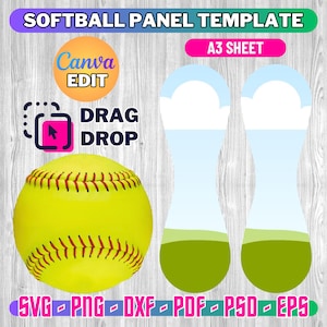 Softball Panel Template Svg, Softball Leather Blank Template, Photo ...