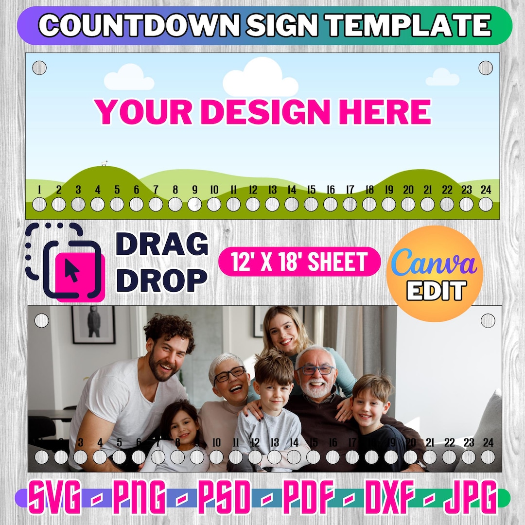 Countdown Sign Template, Candy Cane Countdown Sign, Christmas Countdown ...