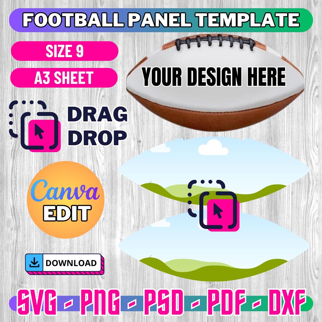 Custom Photo Football Panel Template: DIY Ball Wrap (digital Download ...