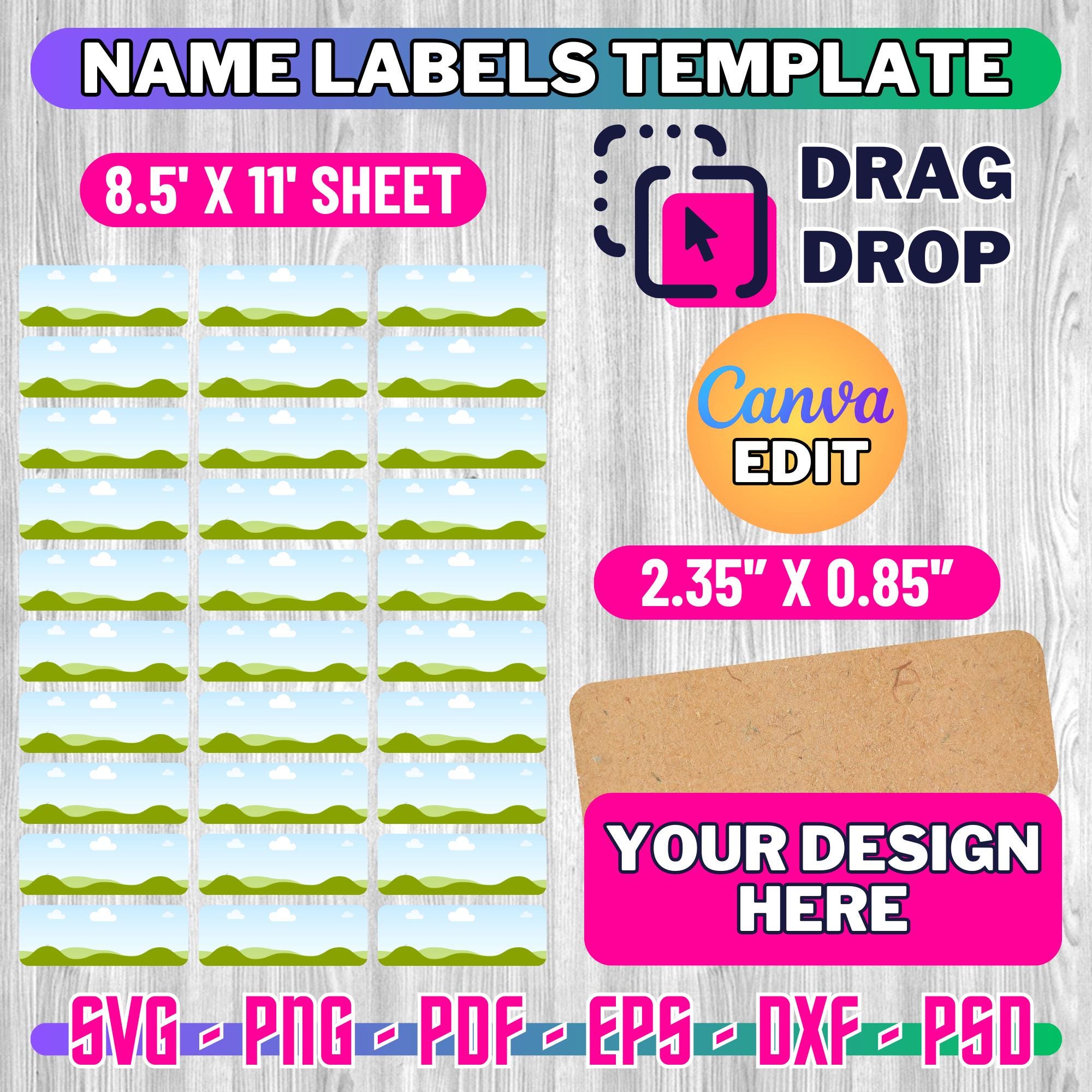 Name Labels Template, School Label Template, School Supply Labels Svg ...