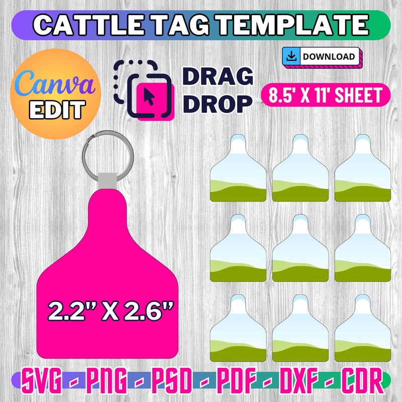 Cow Tag Template - Etsy