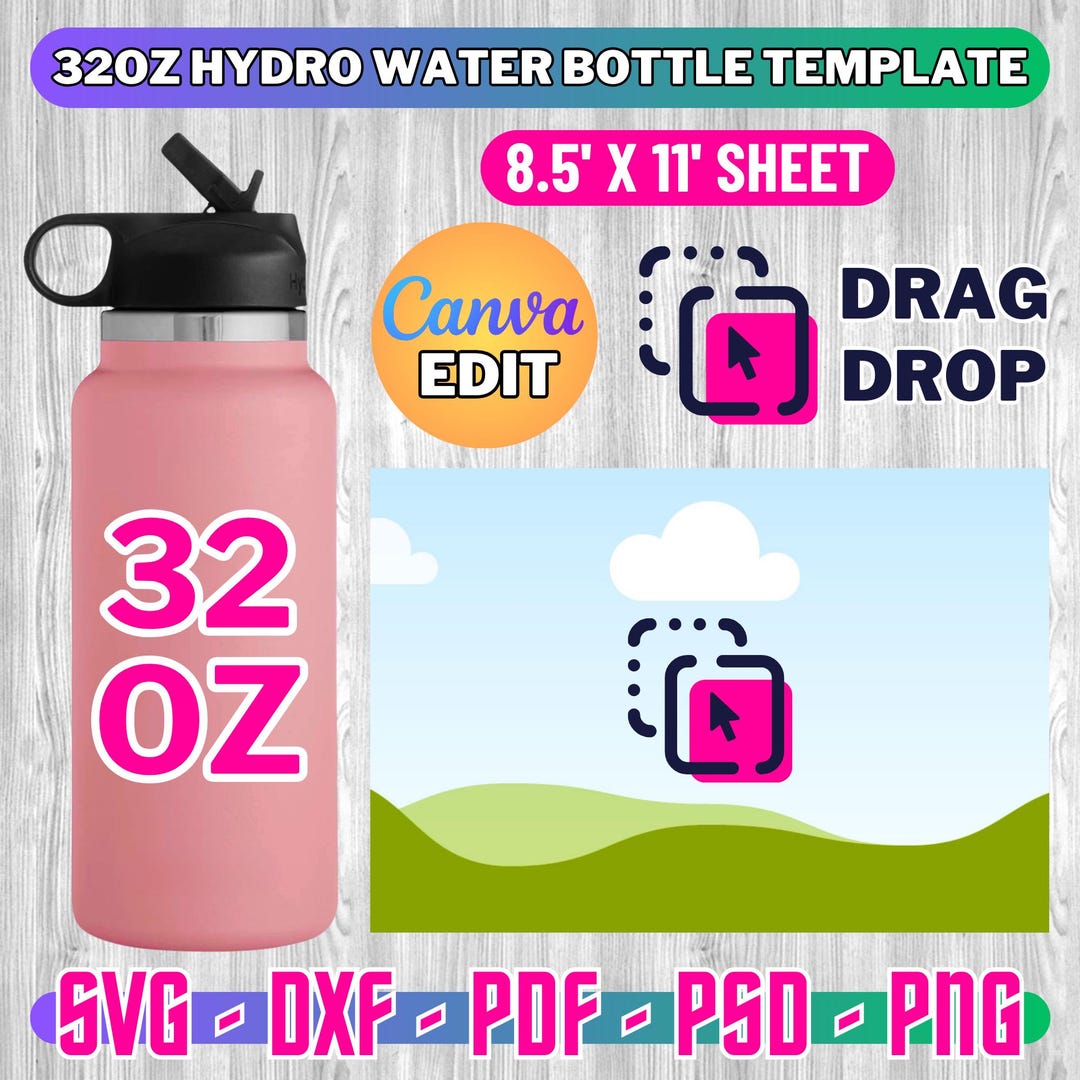 Tumbler Template Svg, 32oz Hydro Water Bottle Template, 32oz Tumbler ...
