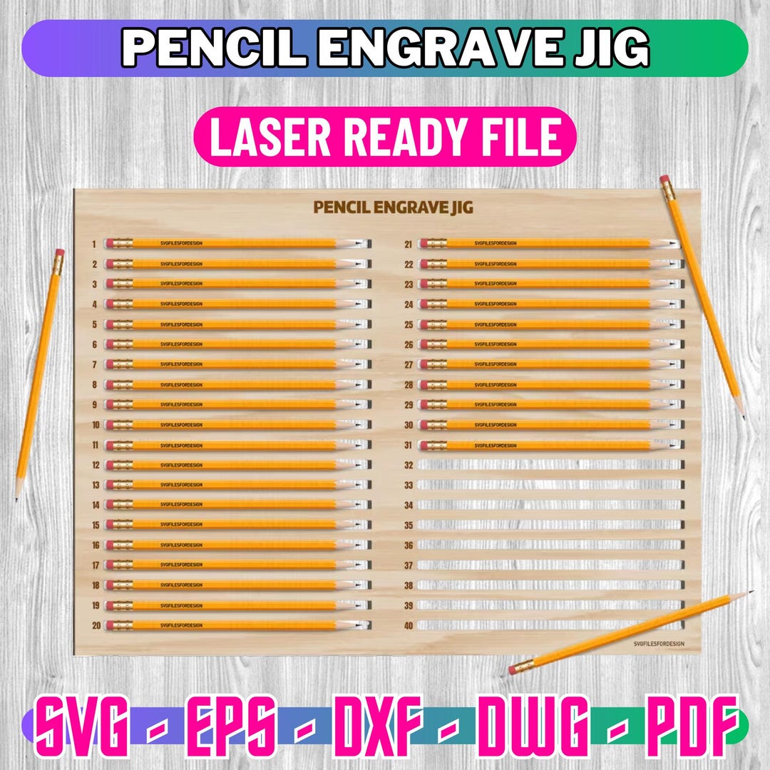 Pencil Jig Svg File, Pencil Engrave Jig, Laser Ready Pencil Jig, Lser ...