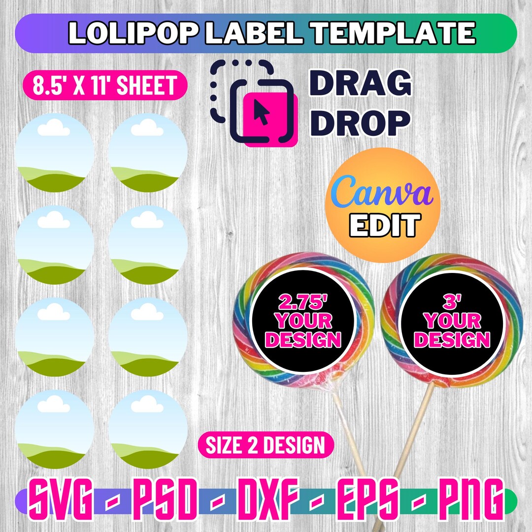 Lollipop Label Template, Lollipop Sticker Template Svg, 2.74 Lollipop ...