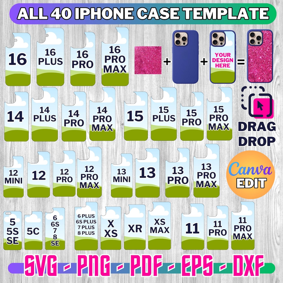 40 Phone Case Template Mega Bundle, iPhone Case Template, iPhone Sublimation Template, Smart ...