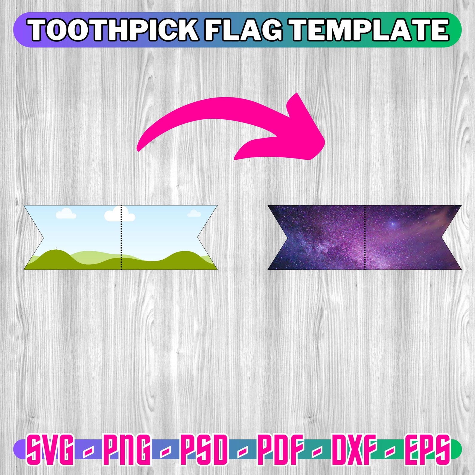 Editable Toothpick Flag Template: Cupcake & Cake Topper (digital ...