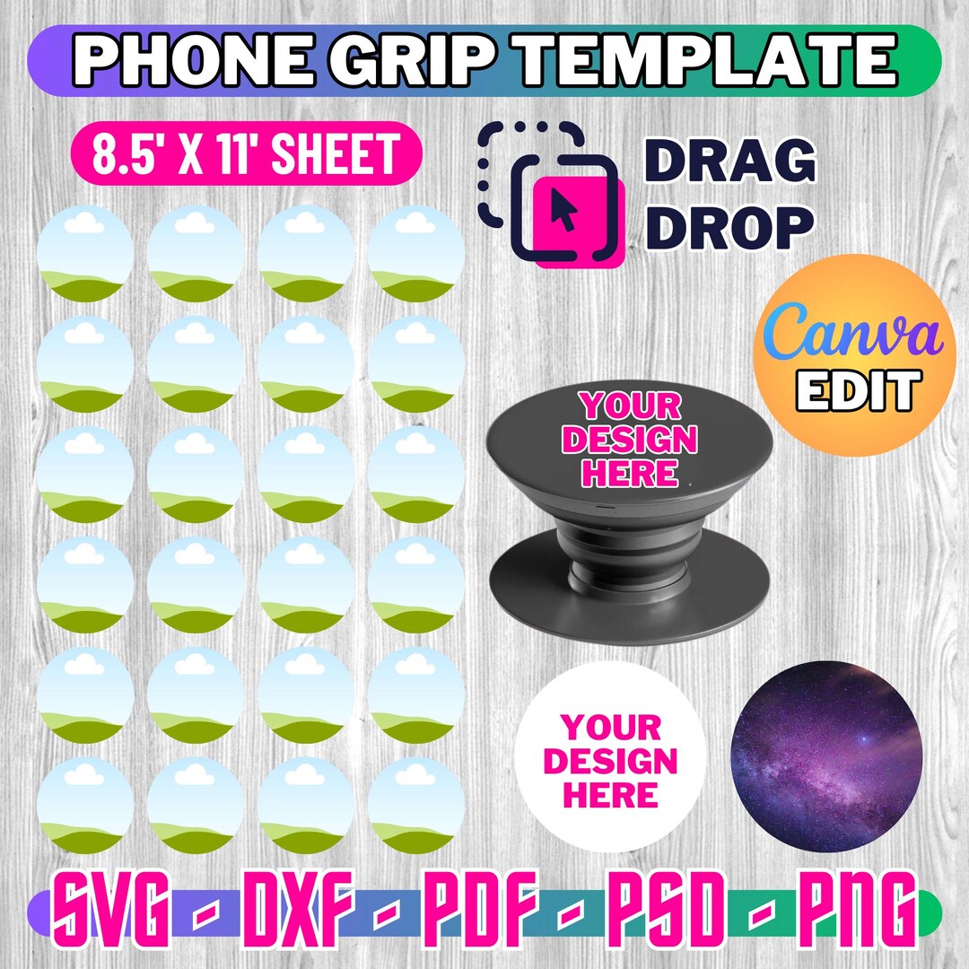 Phone Grip Blank Template: Sublimation Design (SVG, PNG, PSD) - Etsy