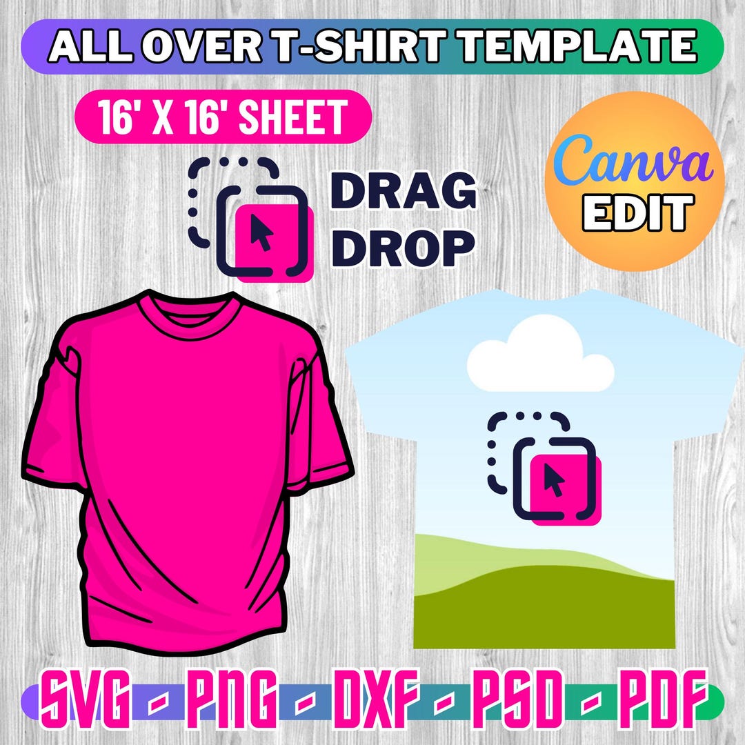 All Over T-shirt Template, T-shirt Design Template, All Over T-shirt ...