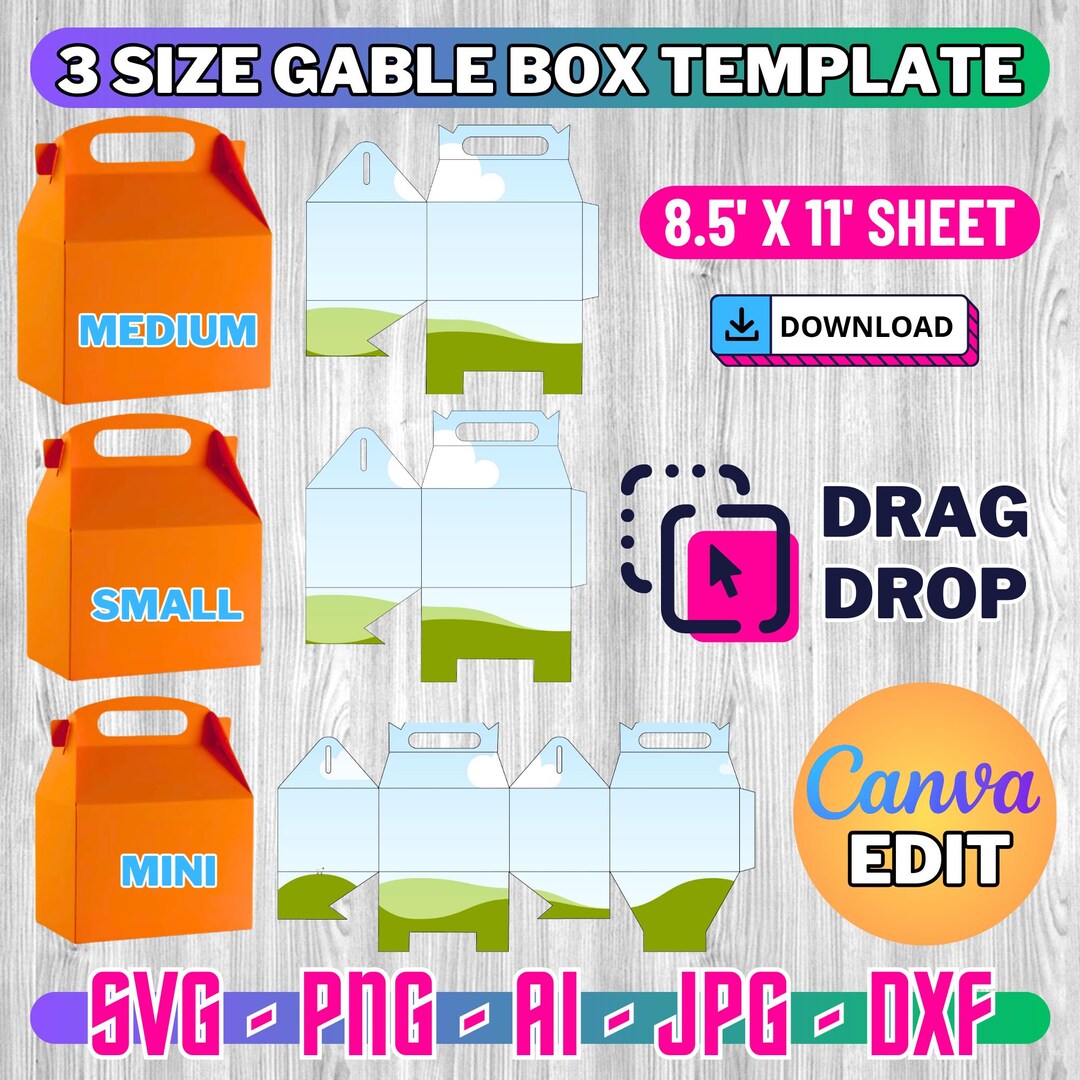 Gable Box Template Bundle, Gable Box SVG, Box Template SVG, Party Favor Box, Cricut Cut Files ...