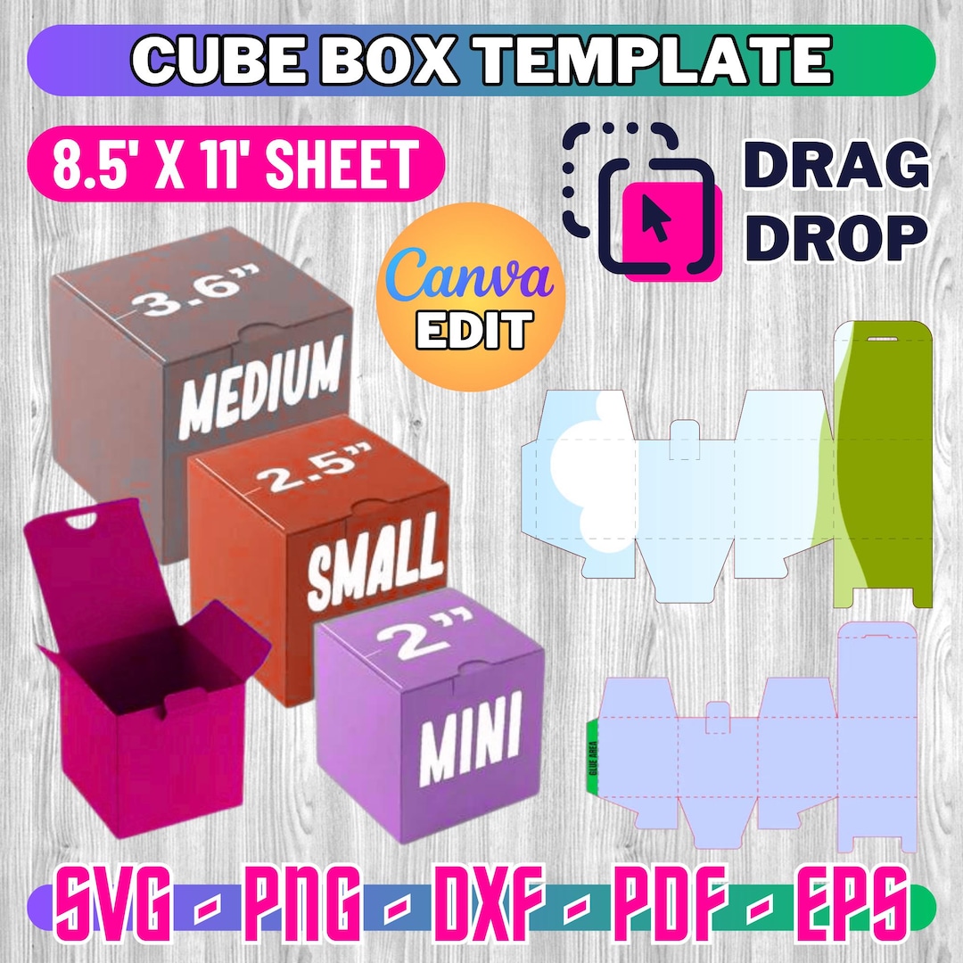 Cube Box Template Bundle, Square Box Template Svg, Classic Box Template ...
