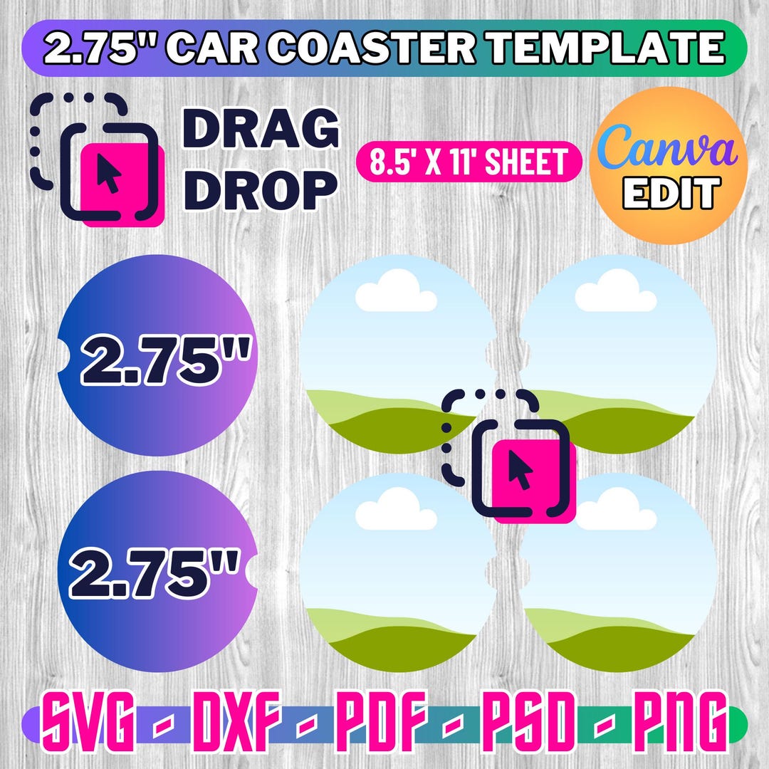 2.75 Car Coaster Template Svg, Car Cup Coaster Template, Car Coaster ...