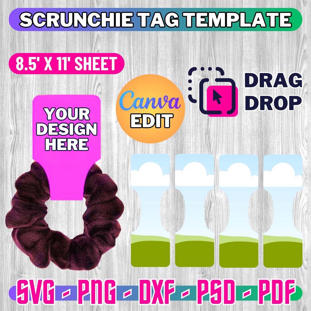 Scrunchie Tag Template, Easy Editable, Scrunchie Holder Template ...