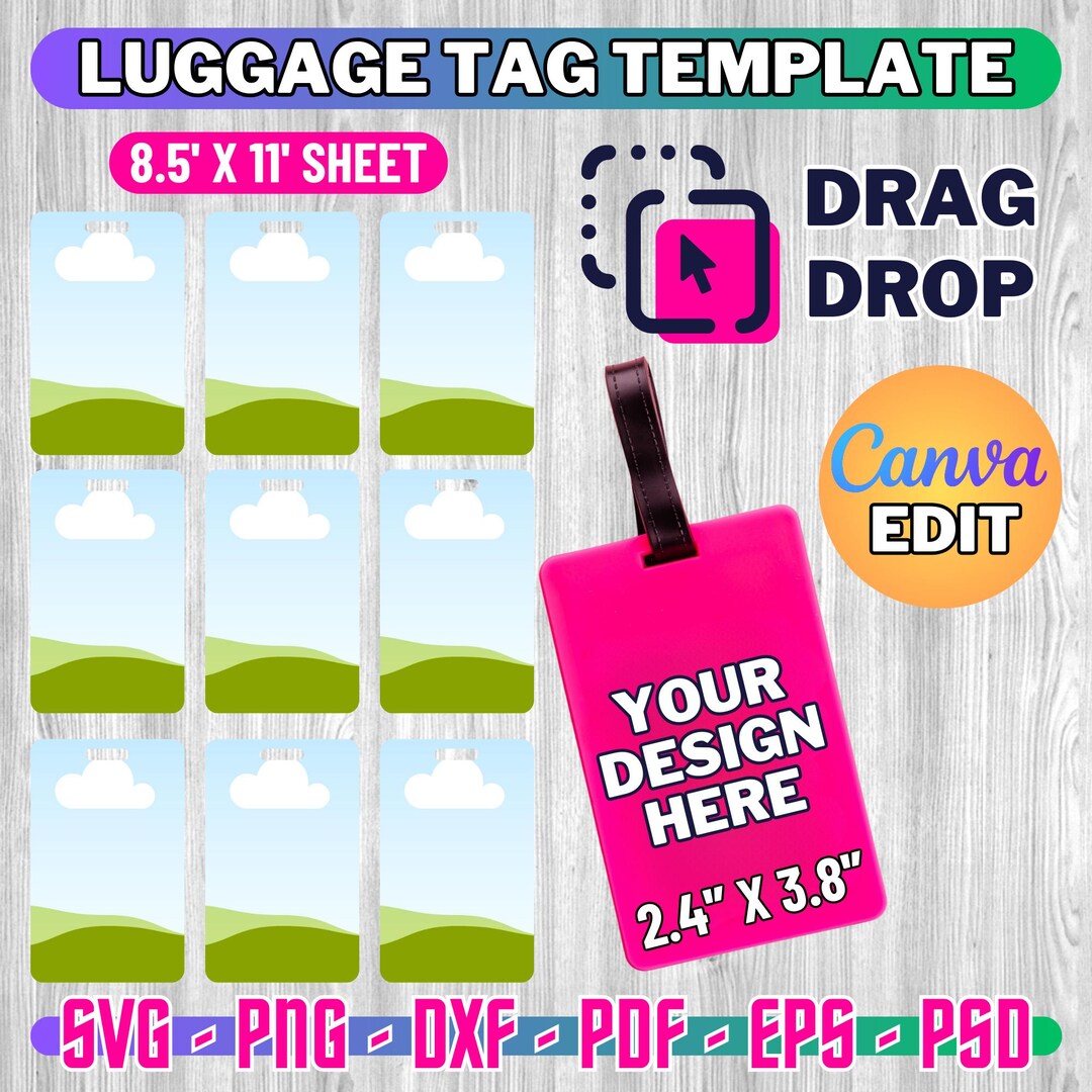 Luggage Tag Template, Luggage Tag Svg, Luggage Tag Sublimation Template ...