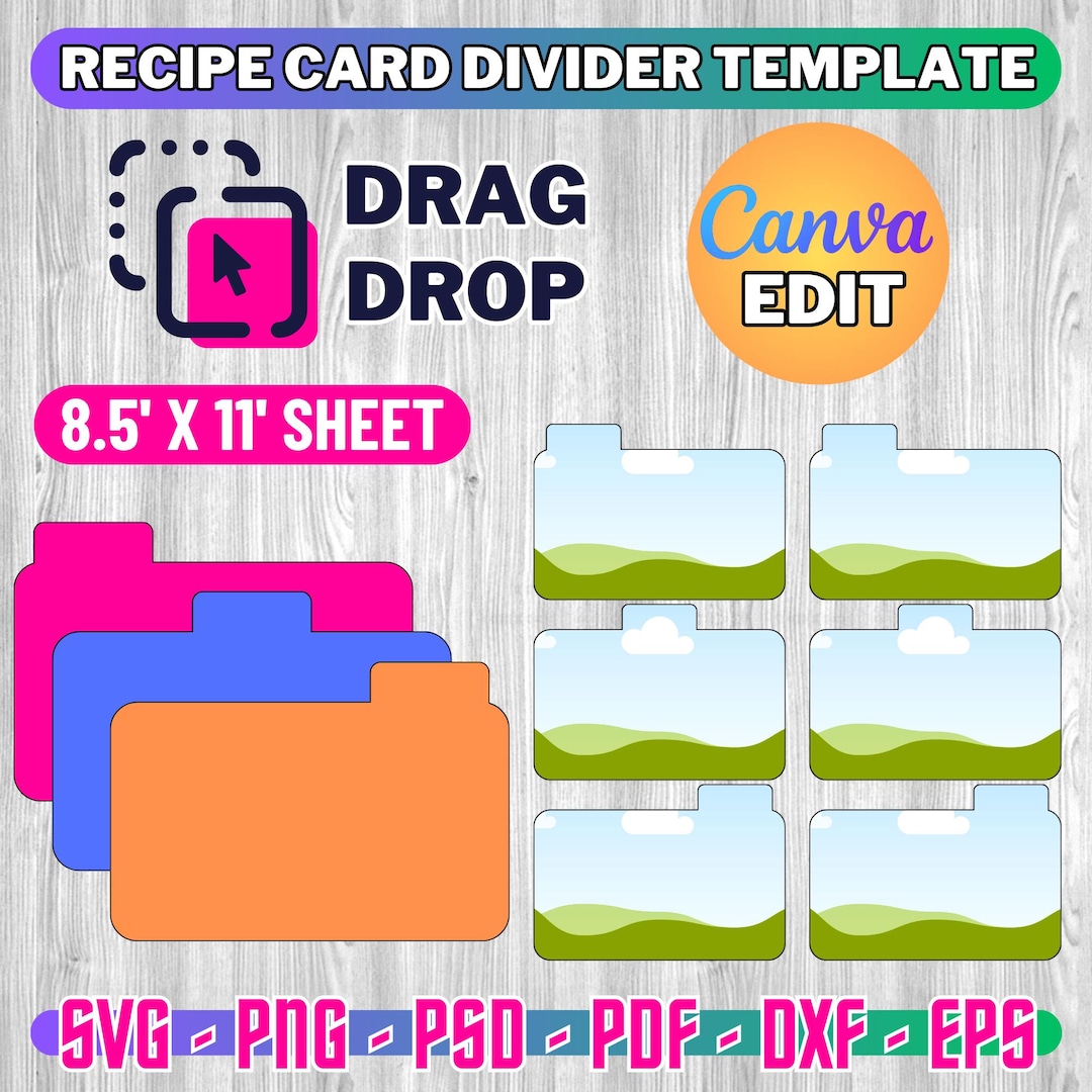 Recipe Card Divider Template: Canva Editable, Printable (digital ...