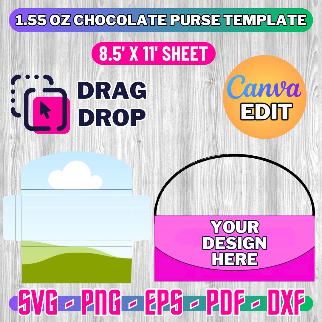 1.55oz Chocolate Bar Purse Template, Chocolate Template, Candy Bar ...