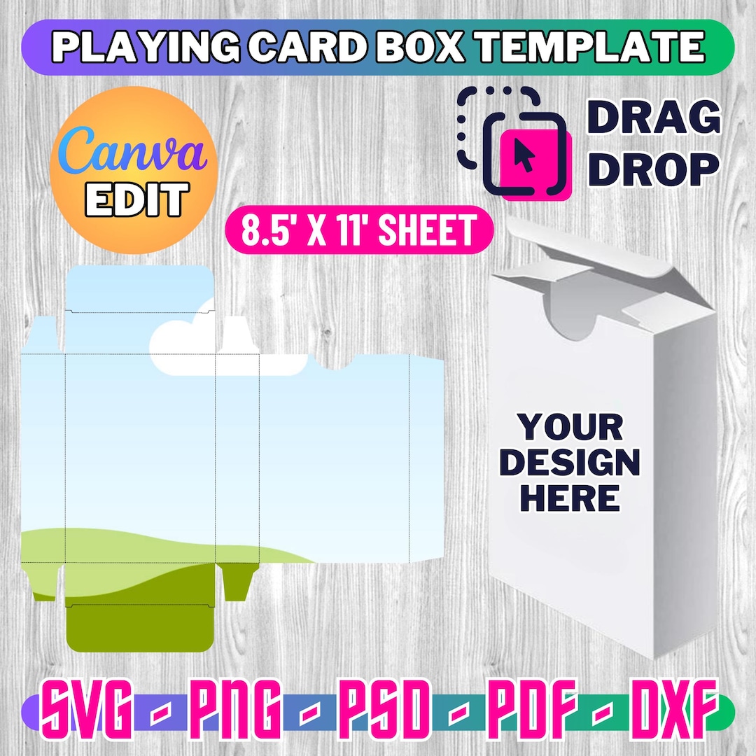 Playing Card Box Template Svg, Box Svg, Box Template Svg, Gift Box ...