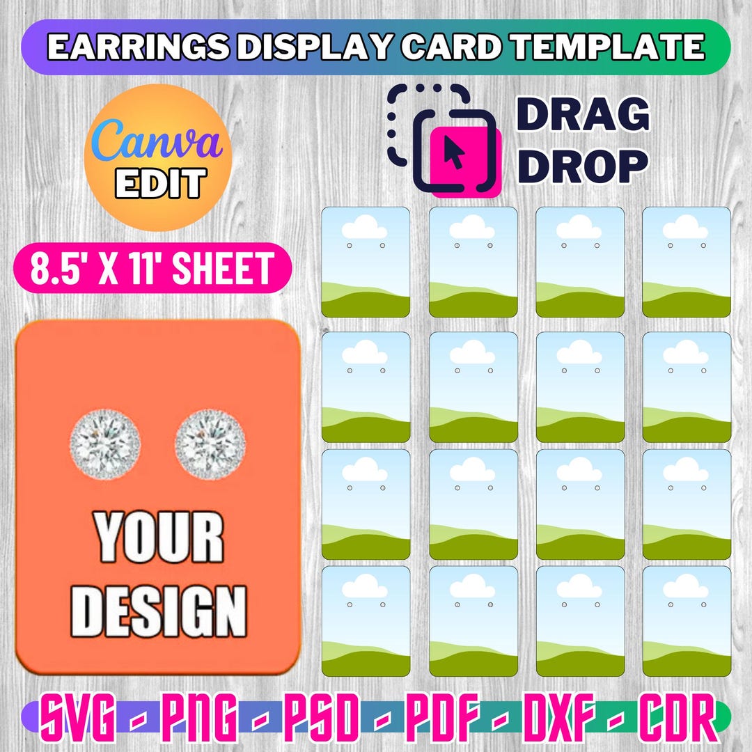 Necklace, Earring Display Card SVG Bundle, Necklace Display Card ...