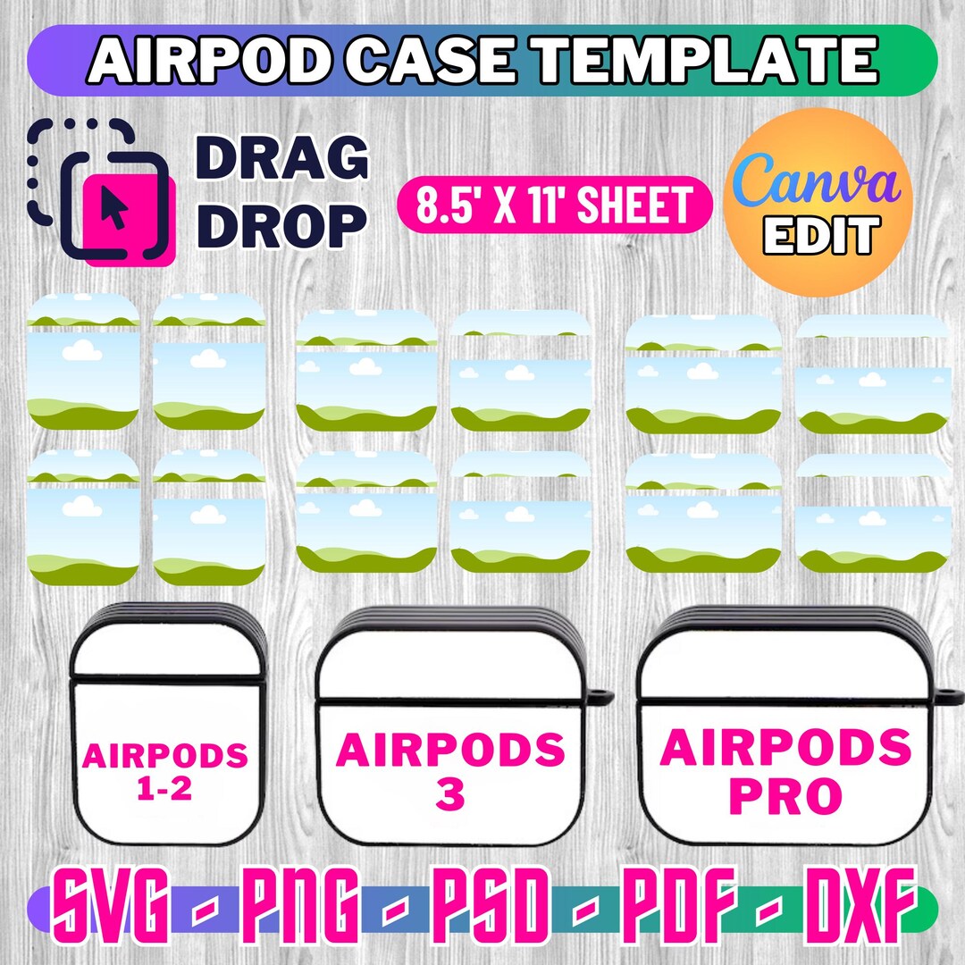 AirPod Case Sublimation Template Bundle, Phone Case Template, AirPod 1/ ...