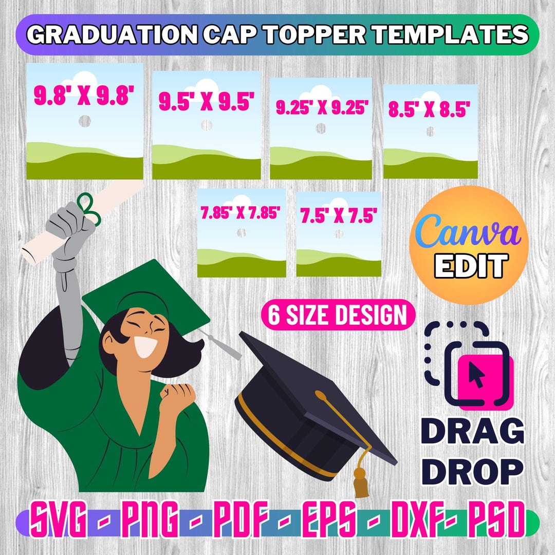Graduation Cap Topper Templates, Graduation Stole Template, Blank ...