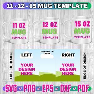 11-12-15 Oz Mug Template Set, Full Wrap Template, Mug Full Wrap ...
