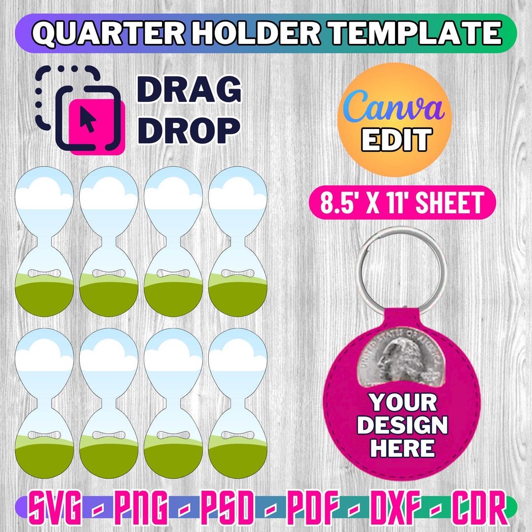Coin Holder, Quarter Holder Template, SVG, DXF, Canva Editable, Png ...