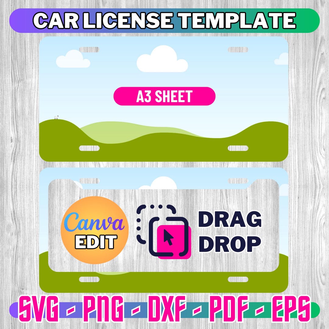 Car License Plate Template, Car License Plate Sublimation Template, Car ...