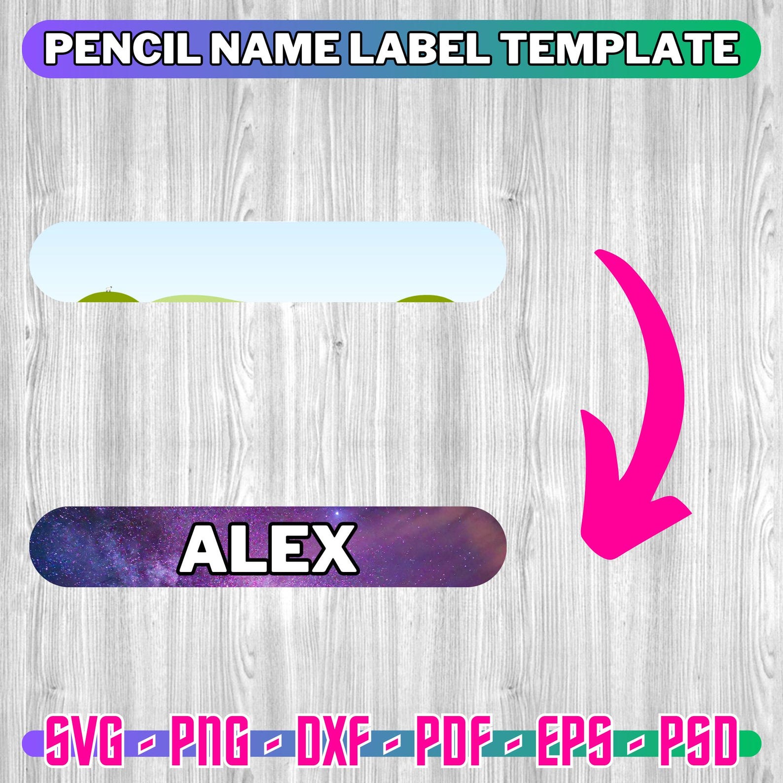 Pencil Name Label Template, School Label Template, School Supply Labels ...