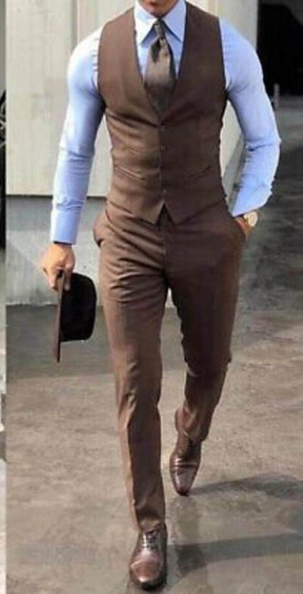 Men Suits, Luxury Brown 3 Piece Wedding Suits, Groom& Groomsmen Suit ...