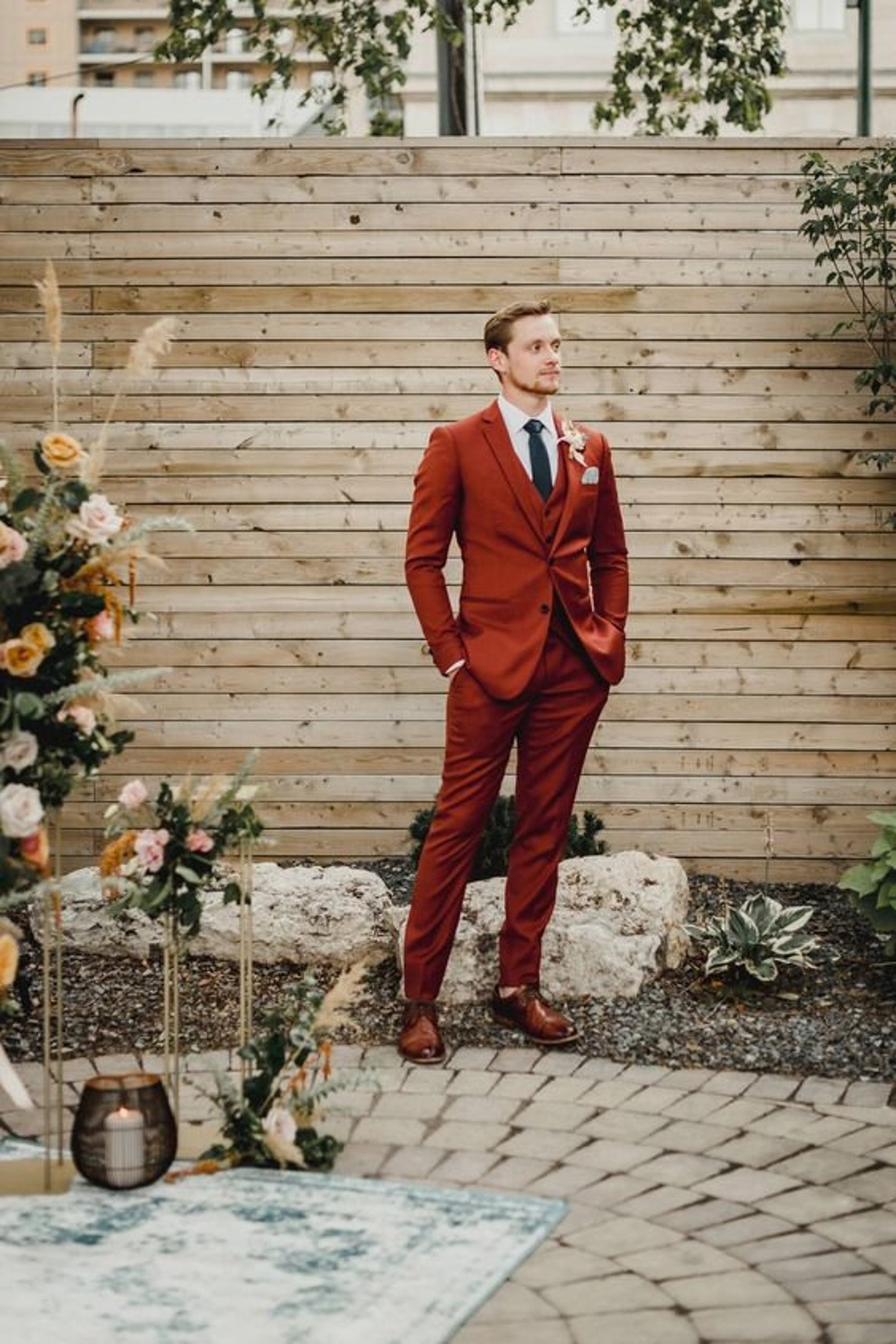 Suit Premium Three Piece Rust / Terracotta Mens Suit for Wedding ...