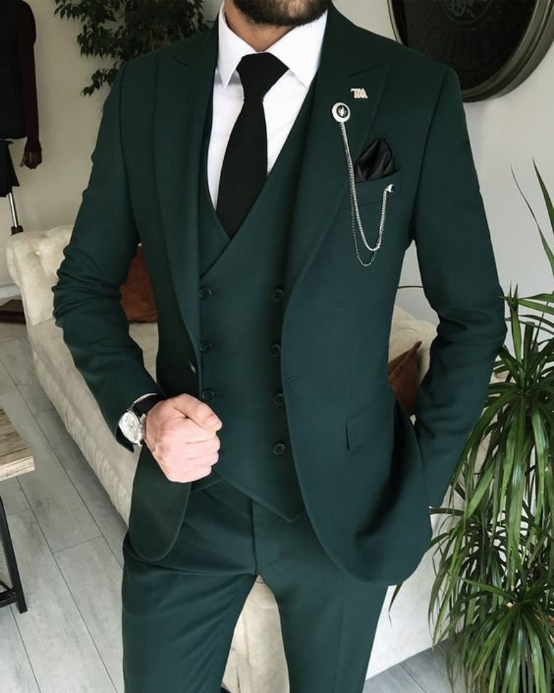 GREEN WEDDING Three Piece Suits for Men Wedding Groom Suit Elegant ...