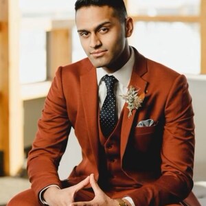 Bespoke Suit-man Rust Orange 3 Piece Suit-wedding Suit for Groom ...