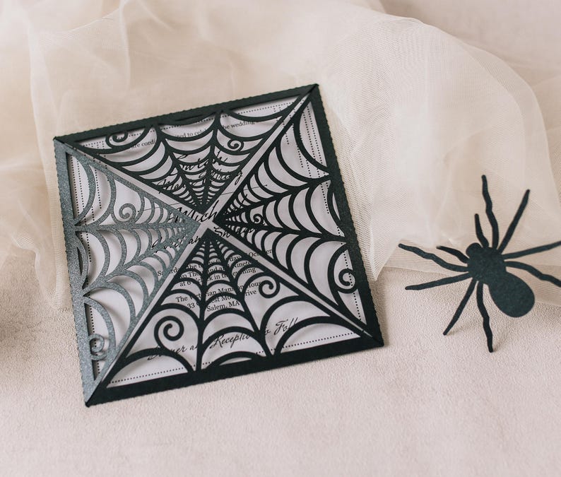 Spider Web Halloween Invitation Template: 4-fold SVG, Cricut, Laser Cut ...