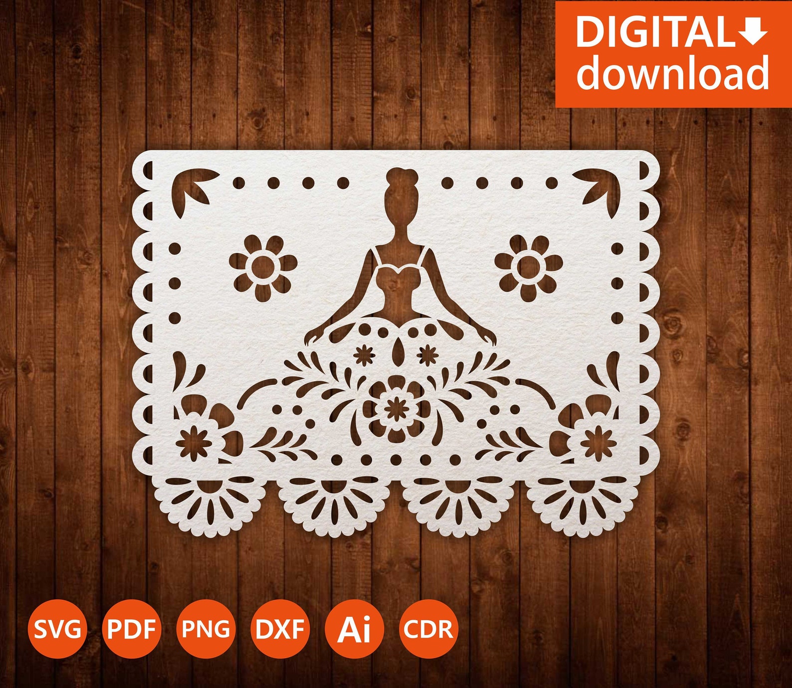 Svg Papel Picado Cricut, Quinceanera Bride Mexican Flag Template ...