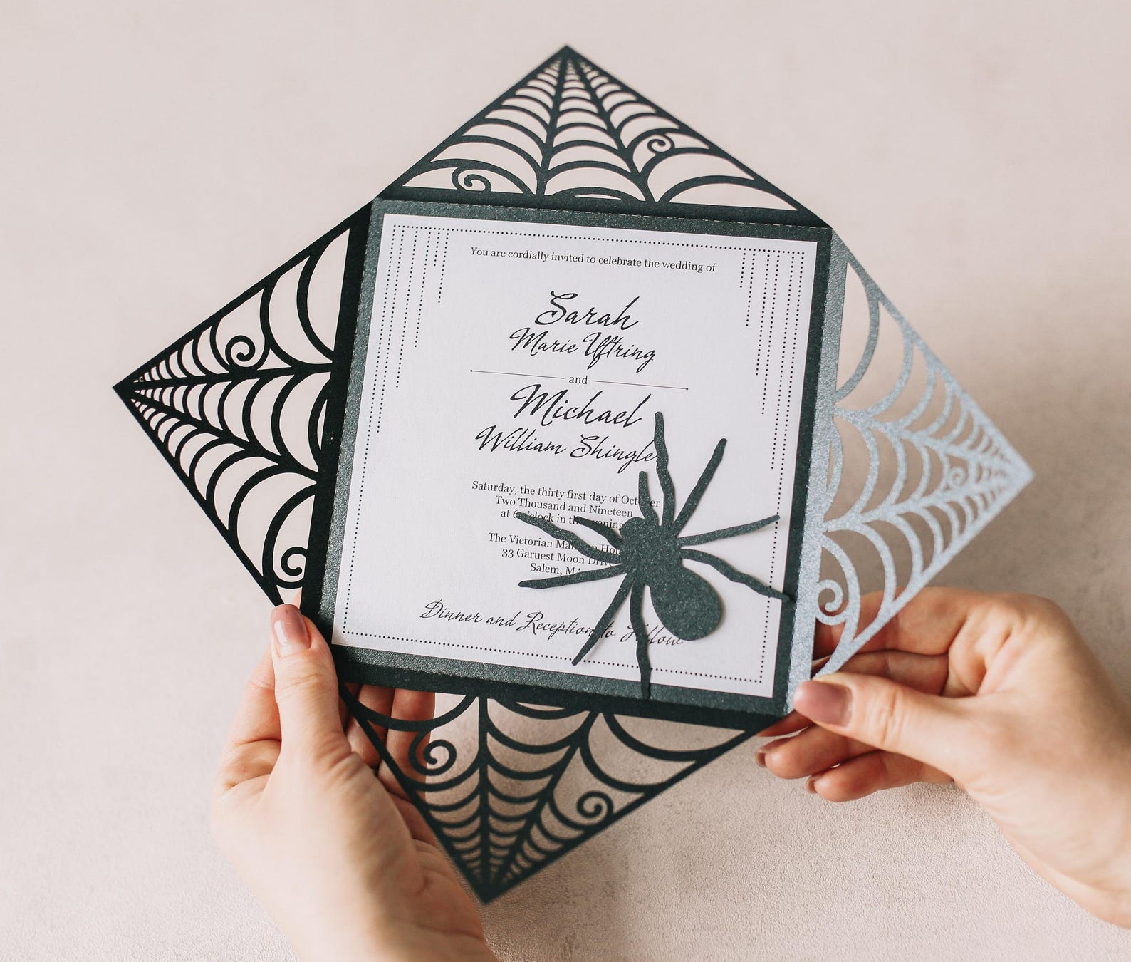 Spider Web Halloween Invitation Template: 4-fold SVG, Cricut, Laser Cut ...