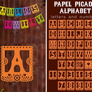 Mexican Bunting Papel Picado Banner Template Fiesta, SVG ABC Alphabet ...