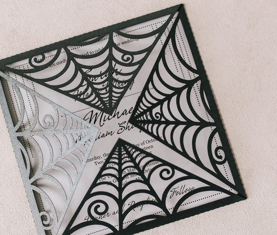 Spider Web Halloween Invitation Template: 4-fold SVG, Cricut, Laser Cut ...