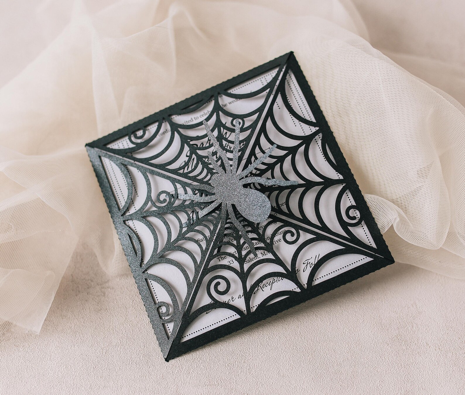Spider Web Halloween Invitation Template: 4-fold SVG, Cricut, Laser Cut ...
