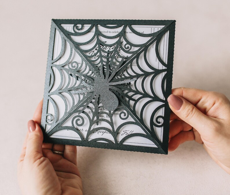 Spider Web Halloween Invitation Template: 4-fold SVG, Cricut, Laser Cut ...