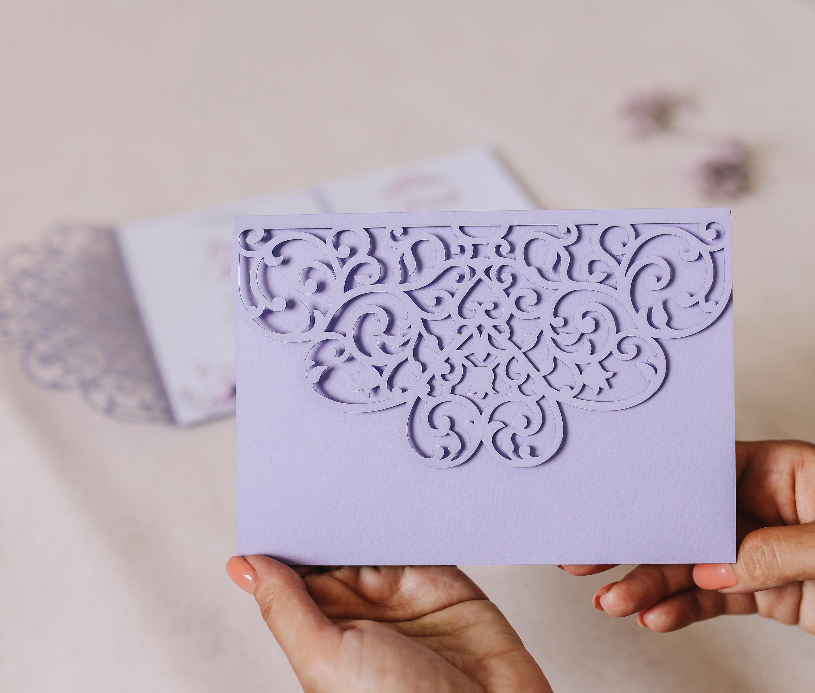 Svg Tri Fold Quinceanera Invitation Template, Lace Wedding Pocket ...