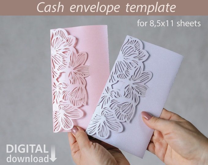 Template of Cash Envelope With Beautiful Roses Svg Cricut, Laser Cut ...