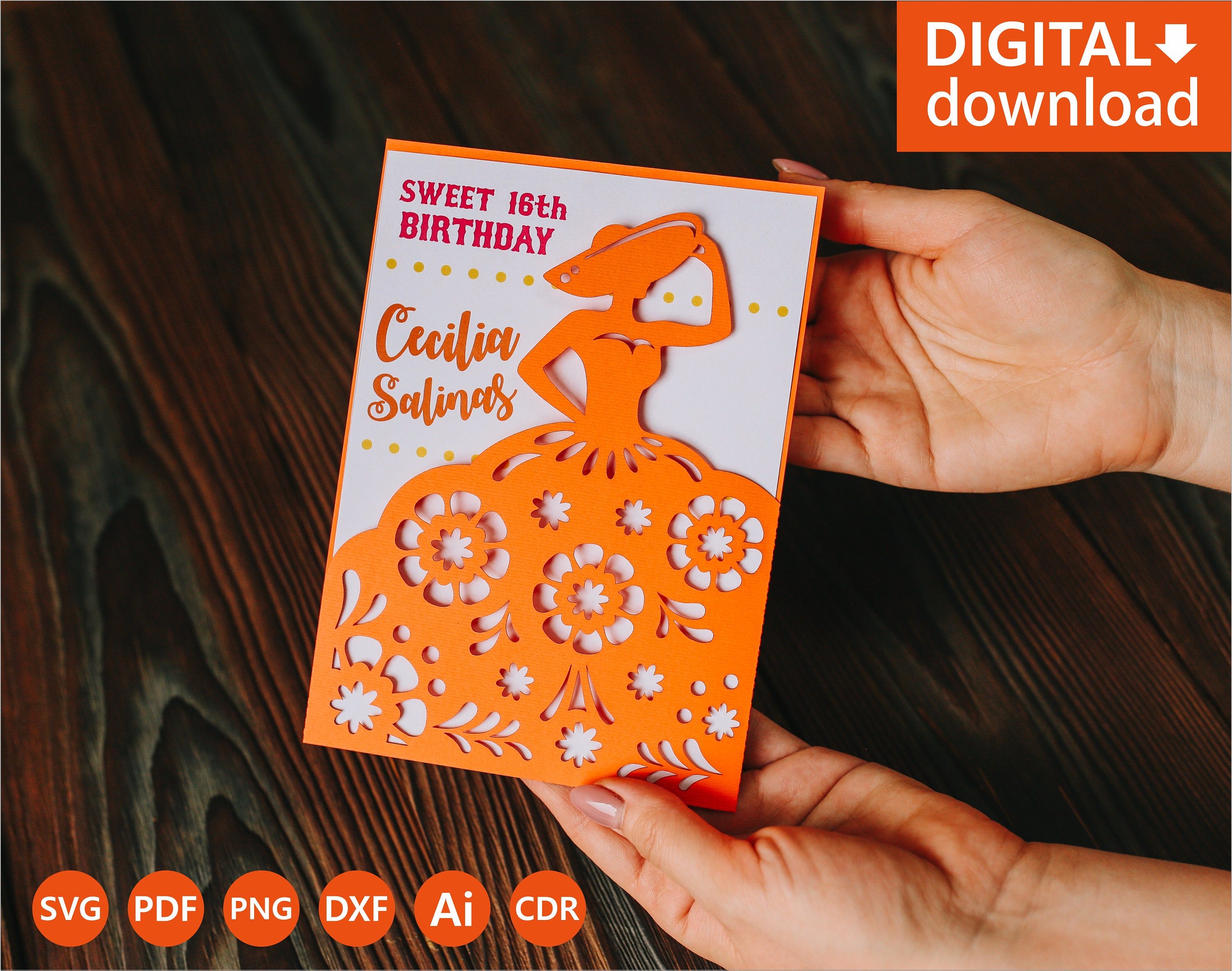 Quinceañera Charra invitación plantilla svg, Mexican Mis quince 15 años ...