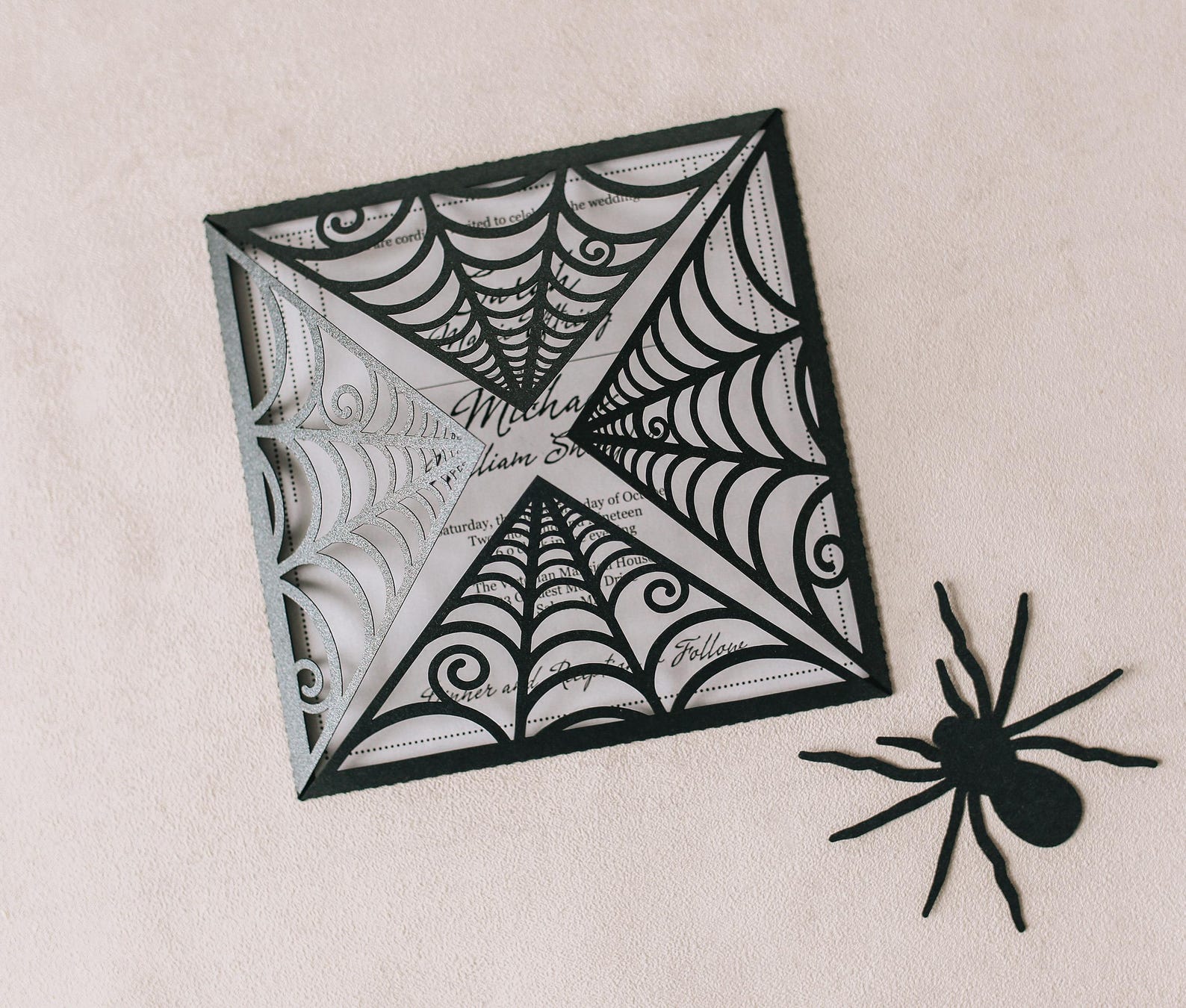 Spider Web Halloween Invitation Template: 4-fold SVG, Cricut, Laser Cut ...