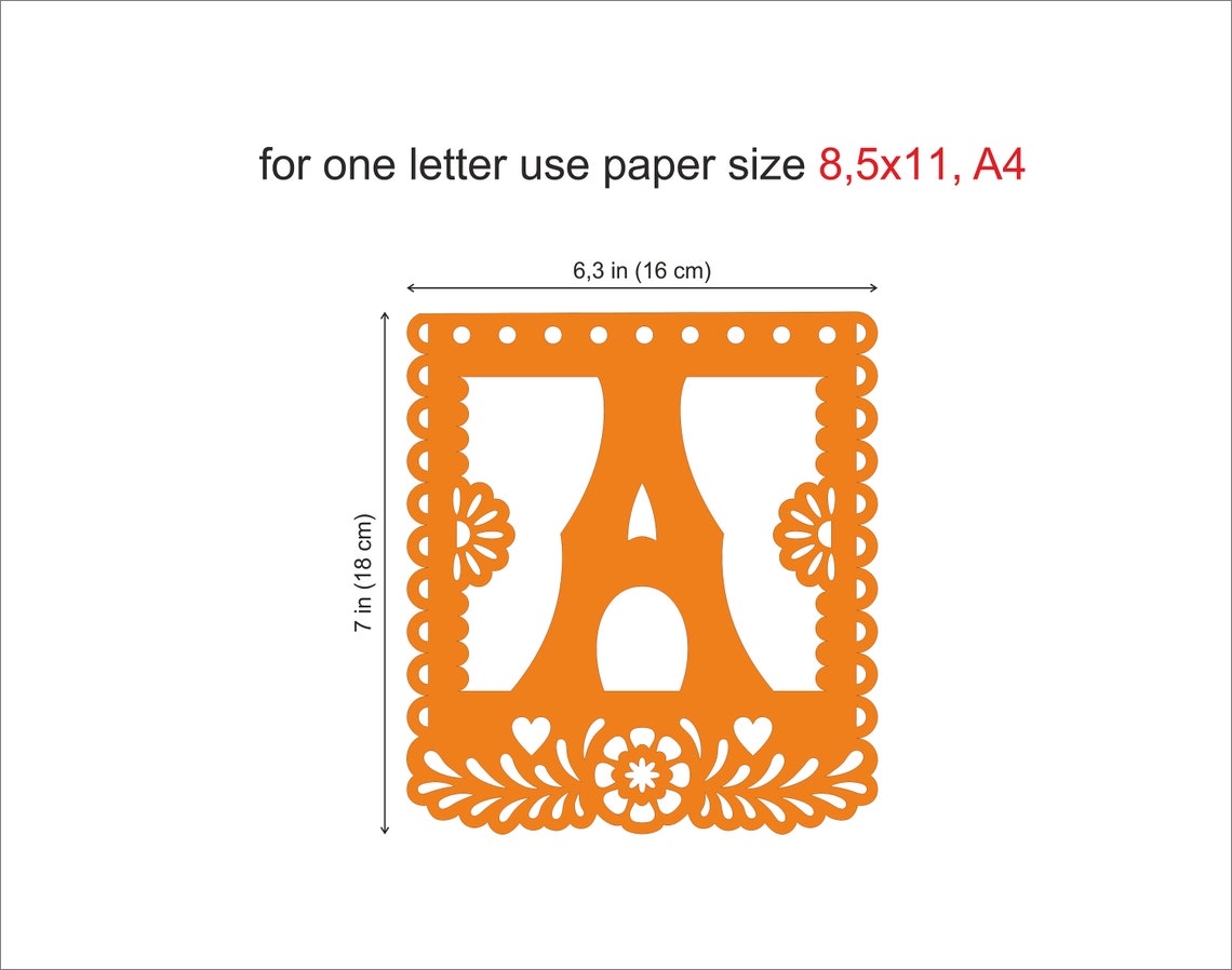 Mexican Bunting Papel Picado Banner Template Fiesta, SVG ABC Alphabet ...