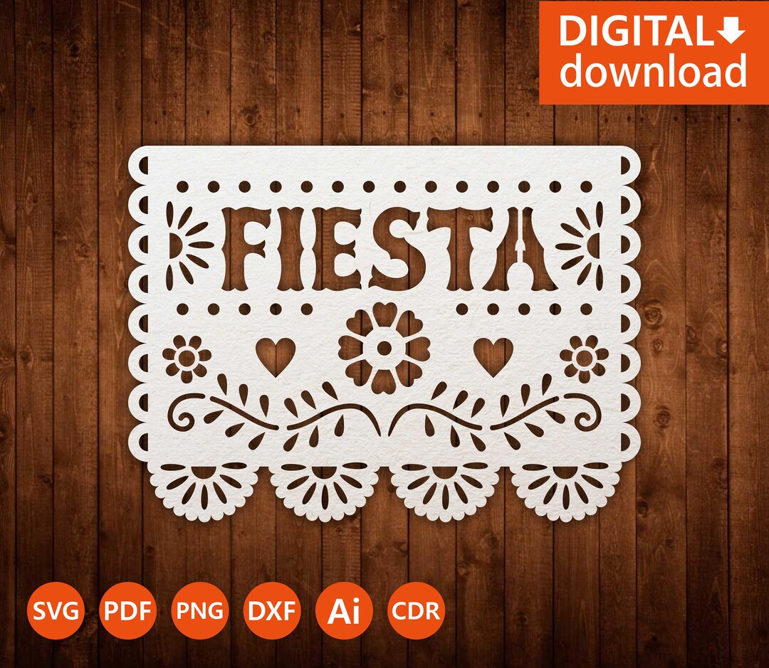 Svg Papel Picado Cricut, Mexican Fiesta Template, Mexican Decor, Fiesta ...