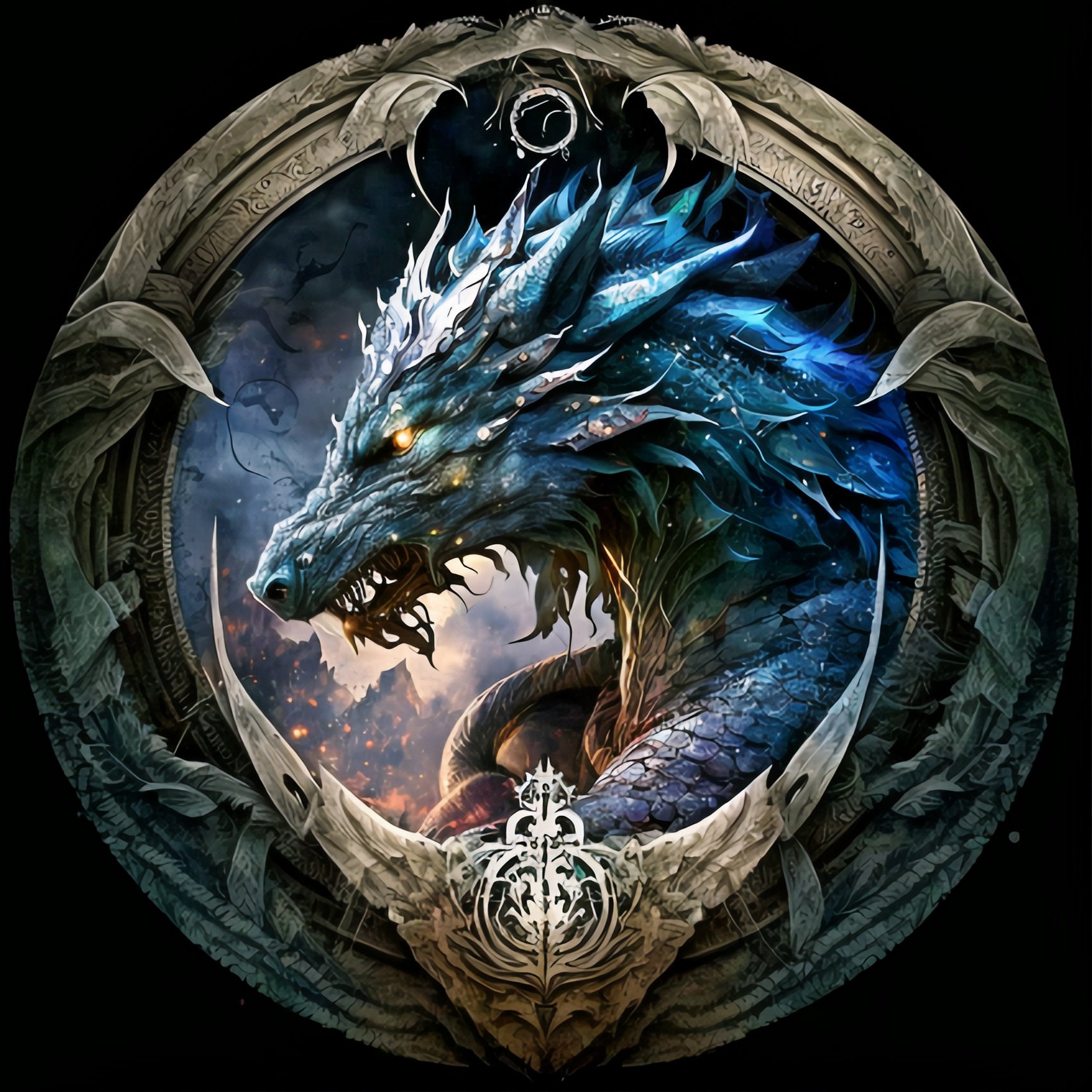Digital Art Print: Ice Dragon Profile Picture Instant Downloadable High ...