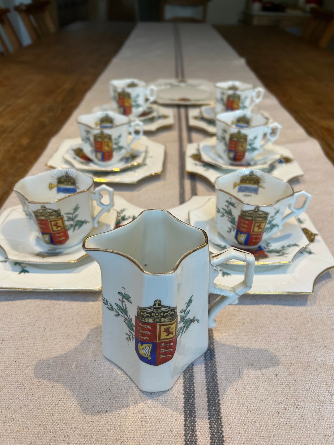 Antique Queen Victoria RARE Pre Shelley Square Shaped Tea Set Made for ...