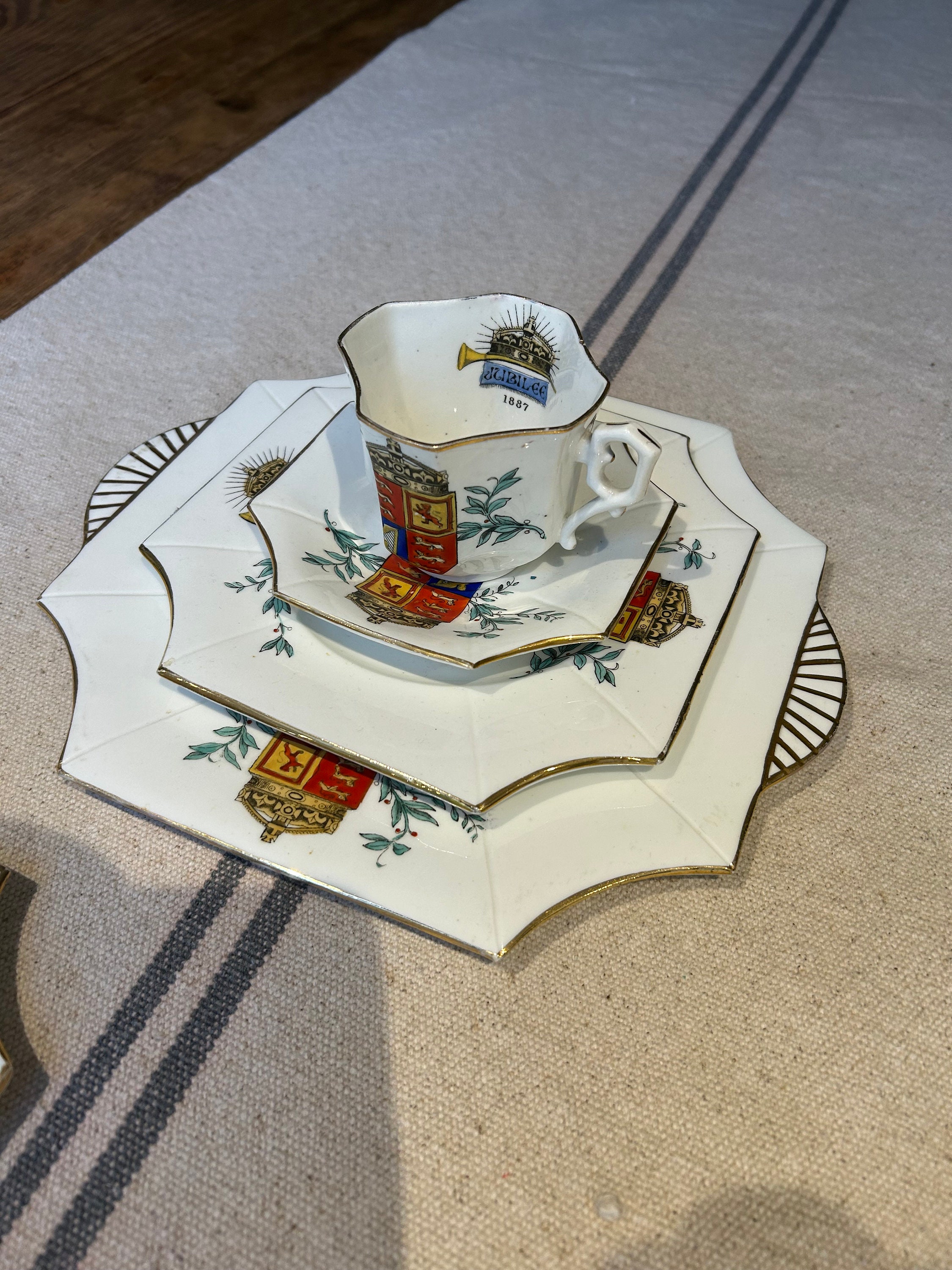 Antique Queen Victoria RARE Pre Shelley Square Shaped Tea Set Made for ...