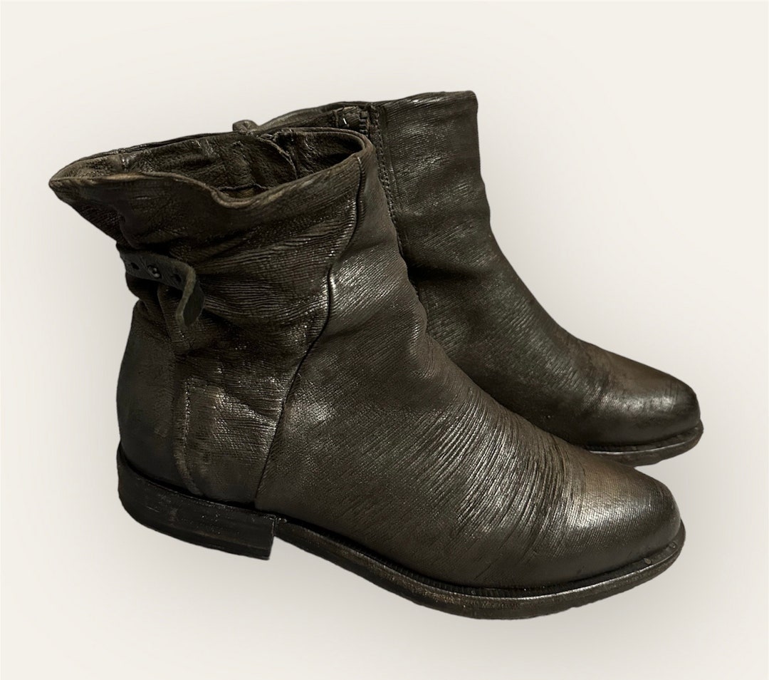 AS98 Women’s Dark Gray Silver Leather Ankle Boot A.S.98 Sz 38 - Etsy