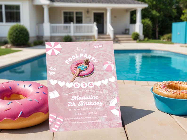Editable Pool Party Invite in My Pool Party Era Birthday Eras Decor ...